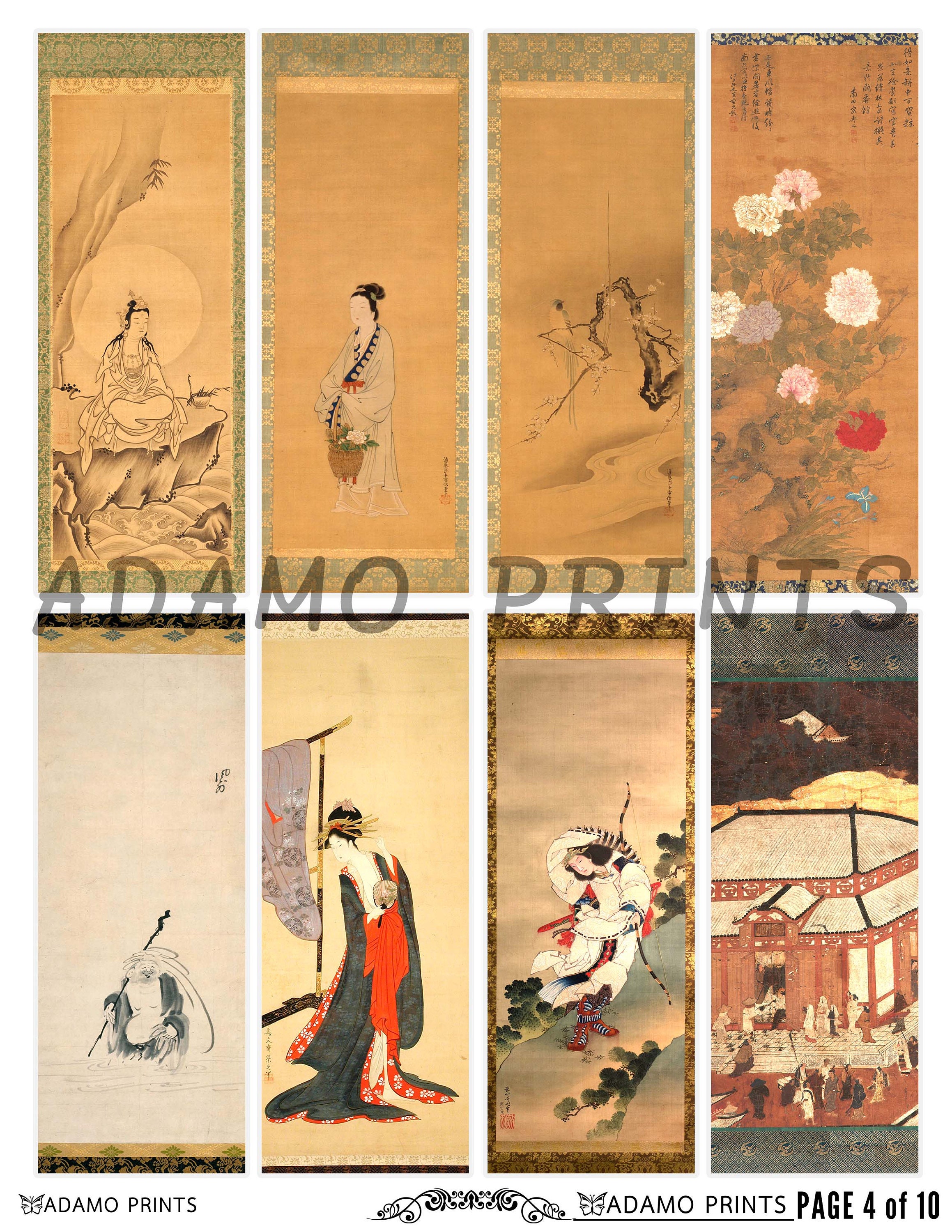 Retro Japanese Prints Traditional Japan Vintage Art Digital - Etsy