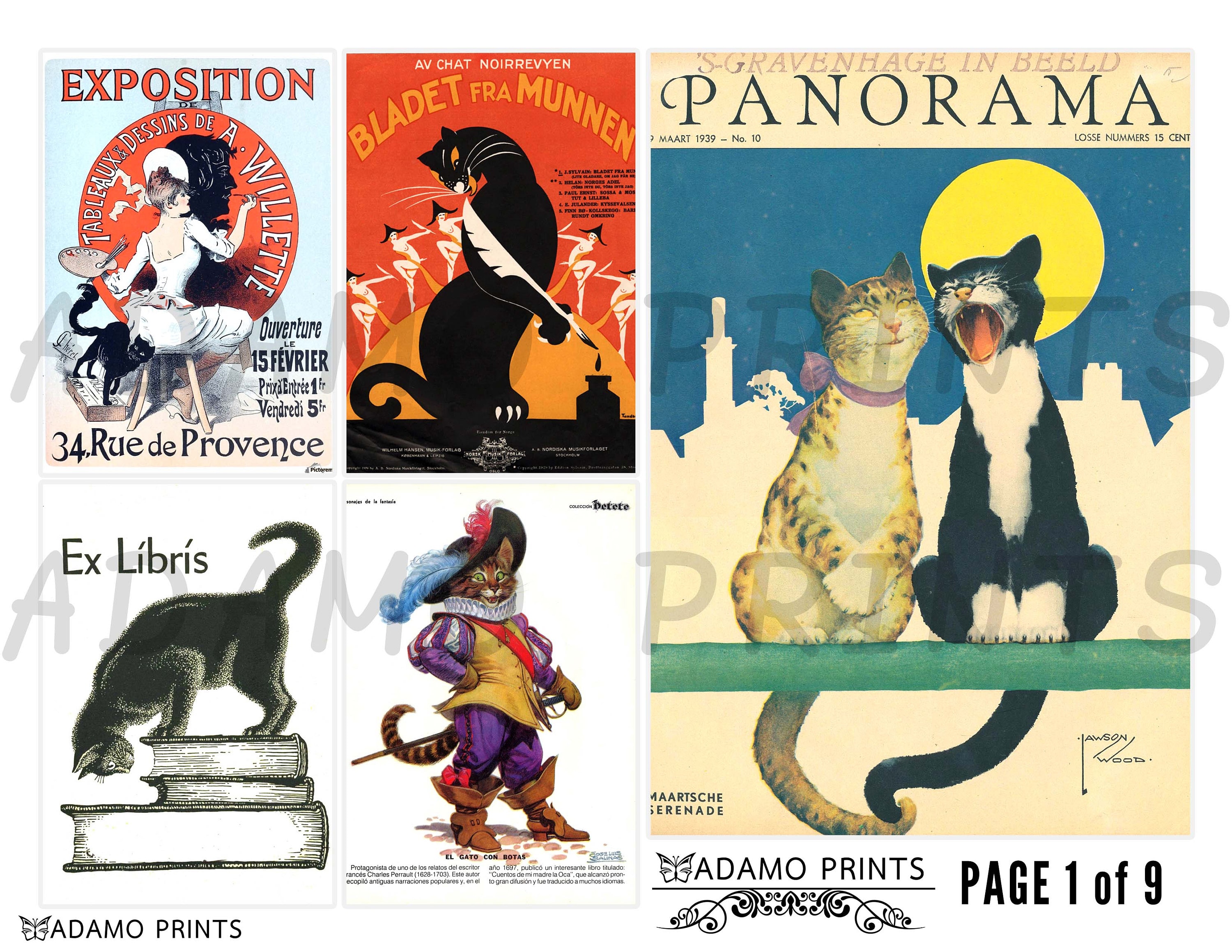 All About Cat, Ephemera Kit, Cards, Printable Images, Vintage Art ...