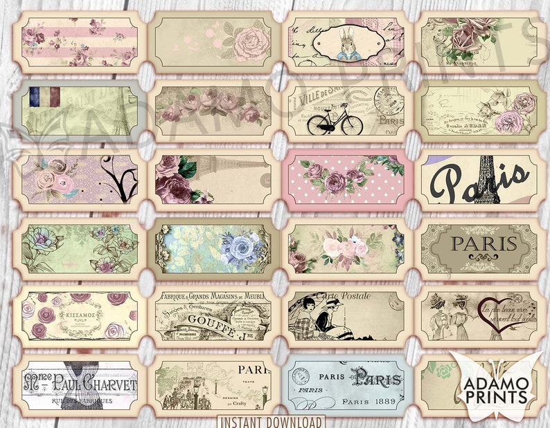 French Ticket Collage Ticket Digital Embellishments Junk - Etsy