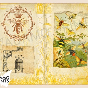 Honey Bee Journal Kit, Busy Bee, Beekeeper, Journal Page, Collage ...