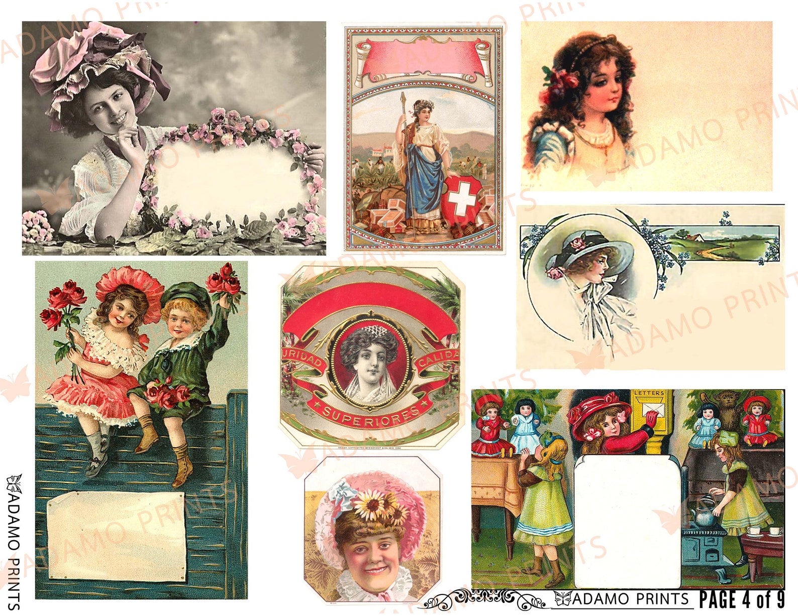 Victorian Label People Label Blank Labels Art Deco Collage - Etsy