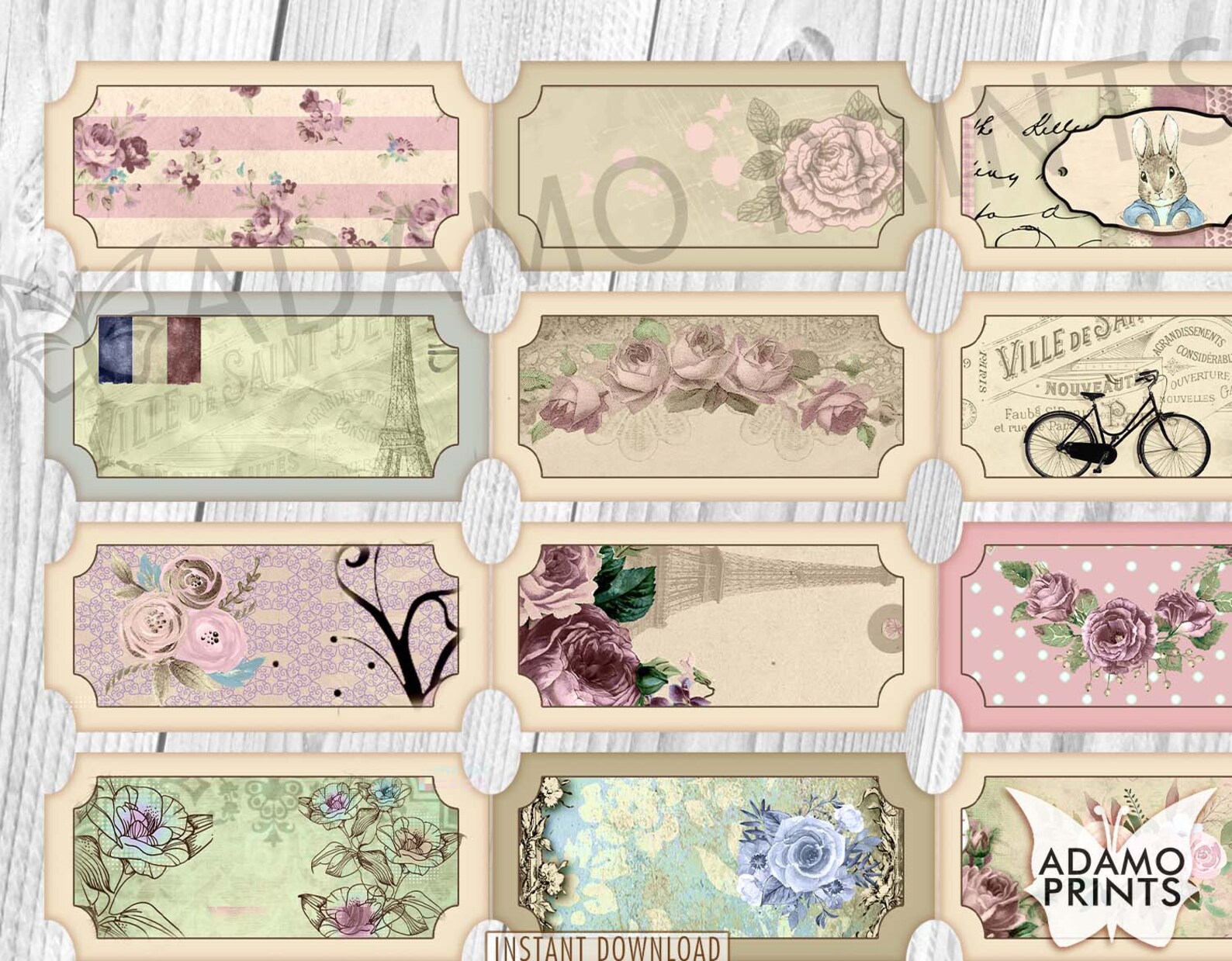 French Ticket Collage Ticket Digital Embellishments Junk | Etsy