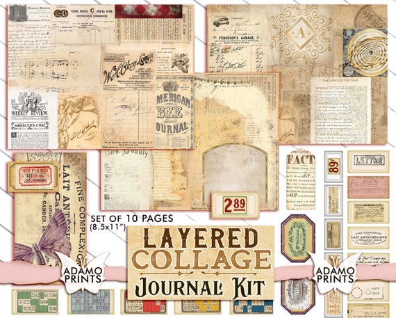 Layered Collage Journal Kit Journal Page Journaling Collage - Etsy