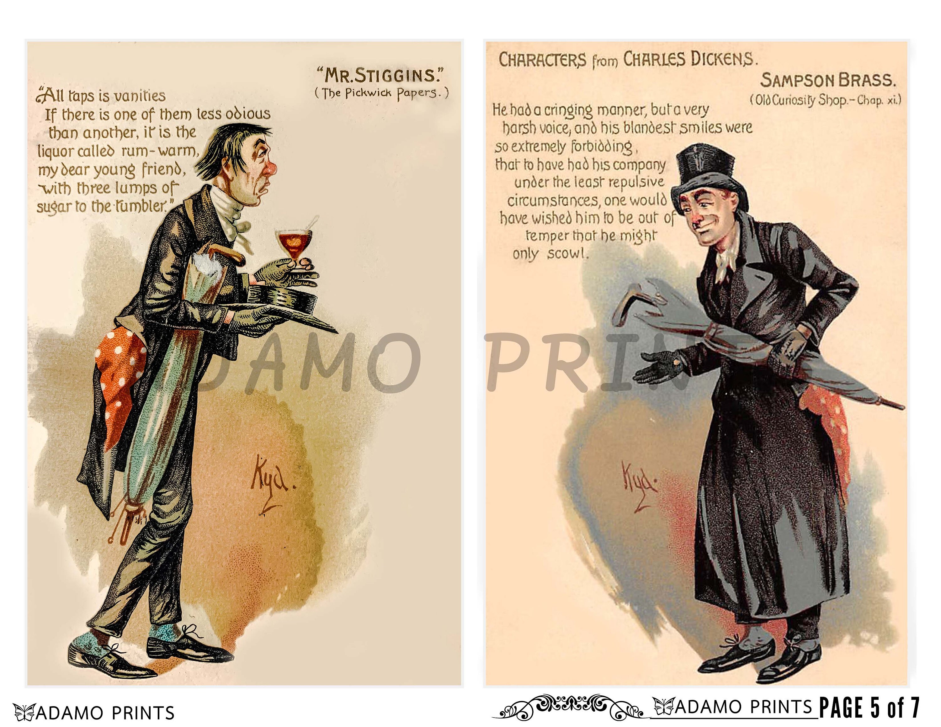 Charles Dickens Characters by Kyd Set1, Ephemera Classics, Digital ...