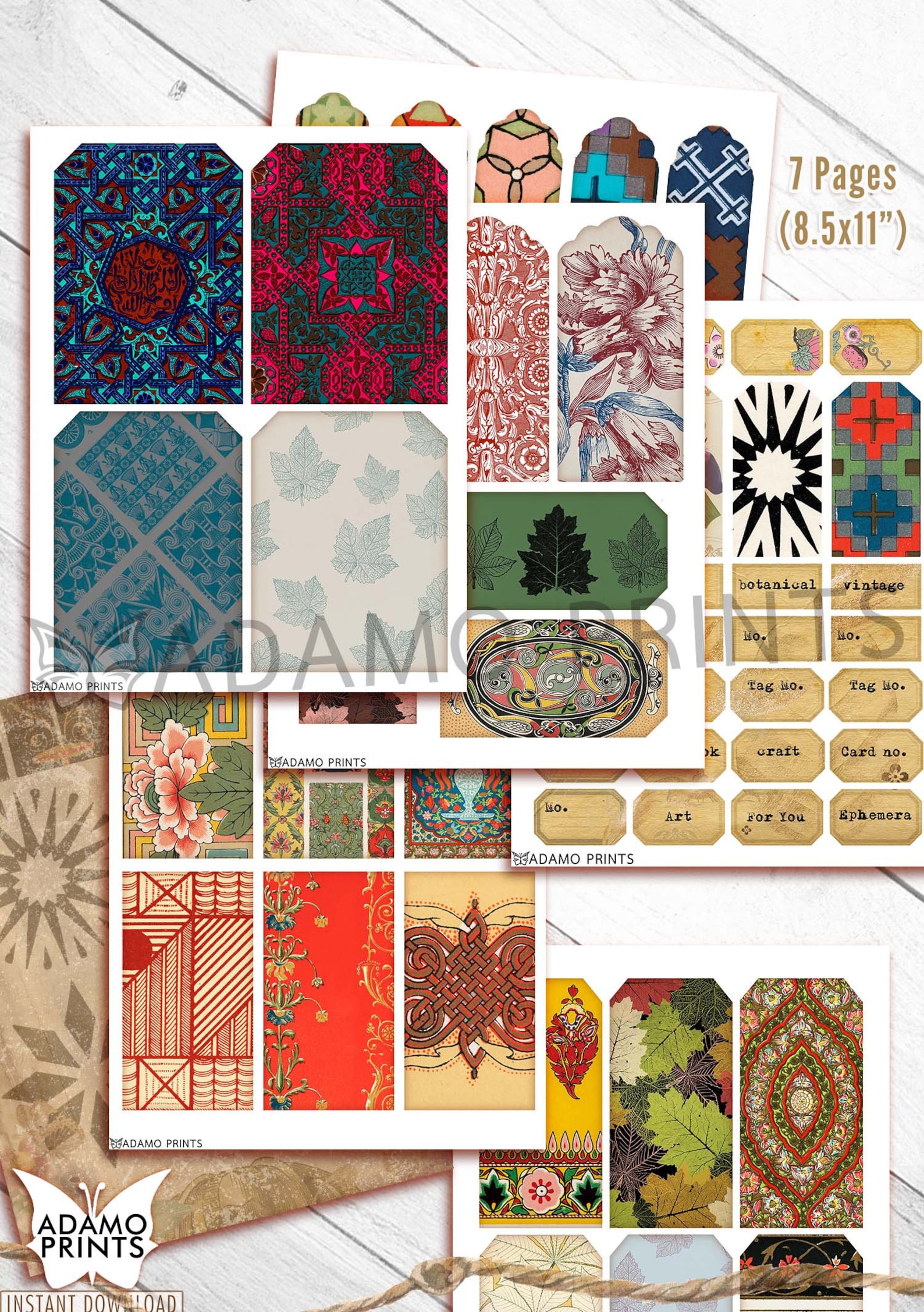Motif & Ornament Pattern Tag Kit by Owen Jones Digital Tag | Etsy