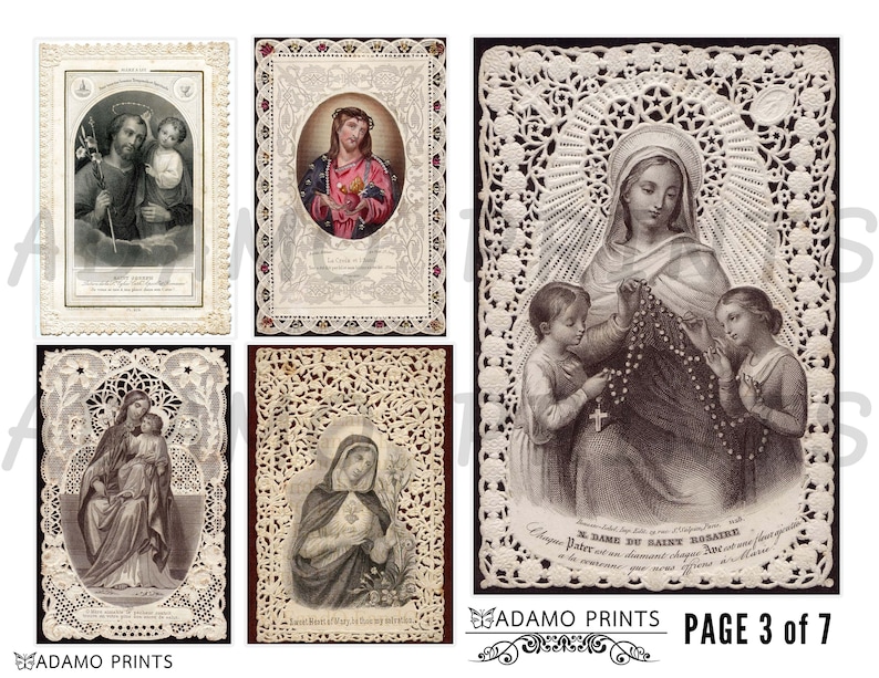 Lace Holy Card Prayer Card Digital Ephemera Classics - Etsy