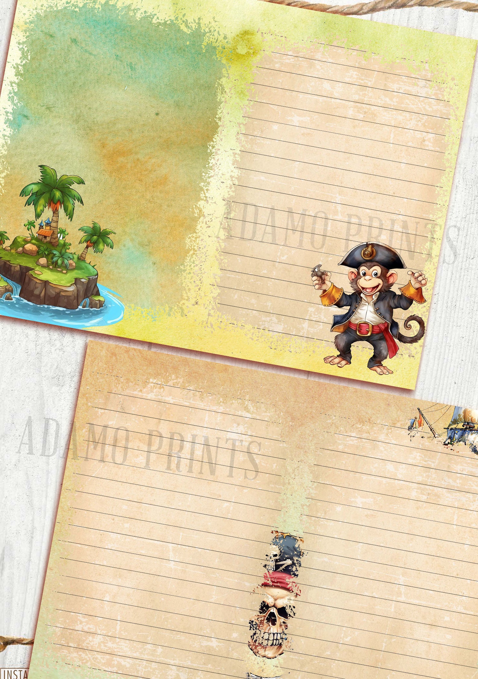 Pirate Journey Journal Kit, Collage Fantasy Journal , Lined & Blank ...