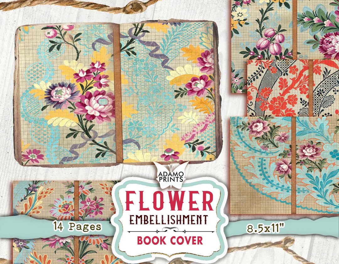 Floral Book Cover: Vintage Embellishment Journal Kit (digital Image) - Etsy