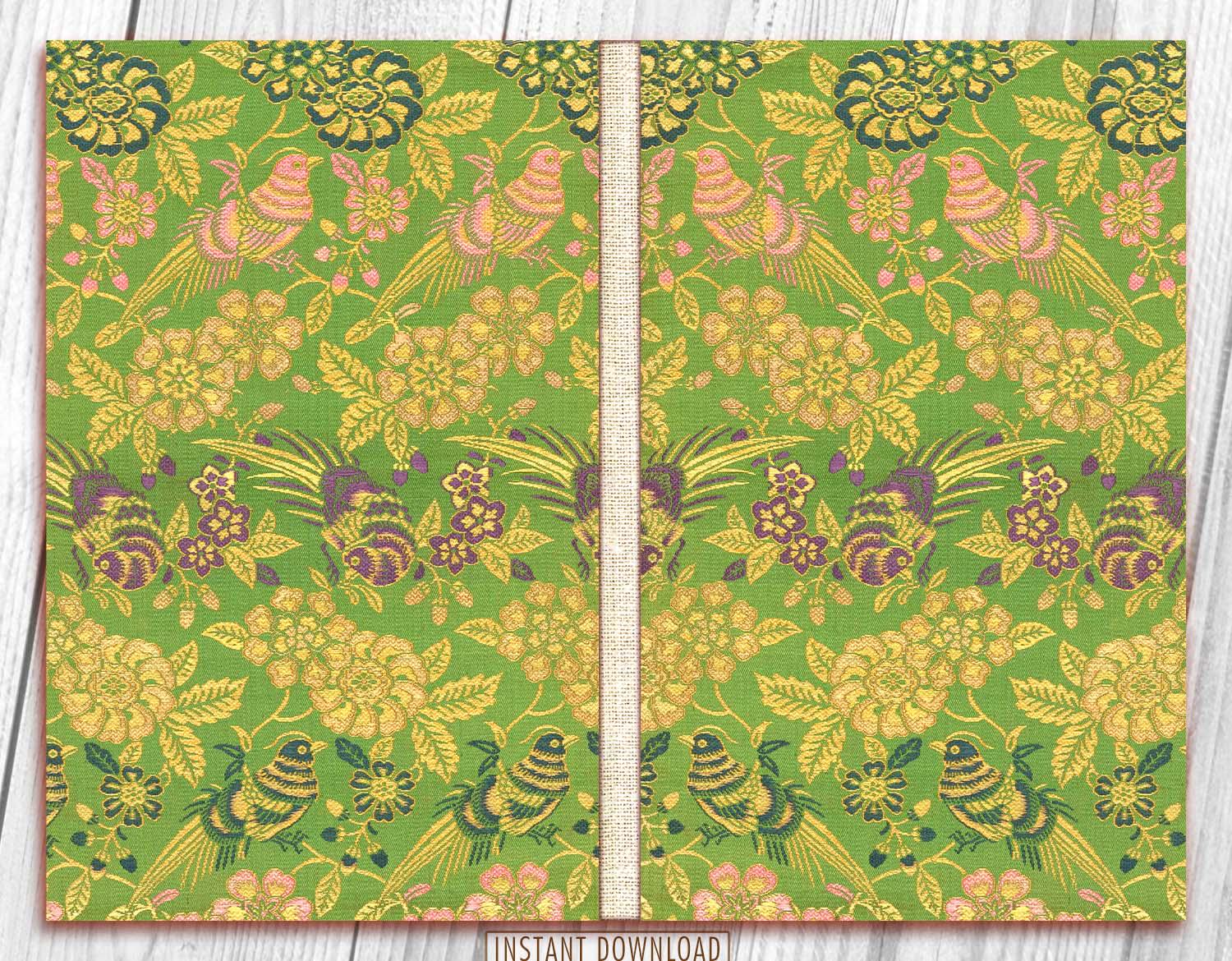 Printed Textile Book Cover, Vintage Bookbinding Journal, Fabric ...