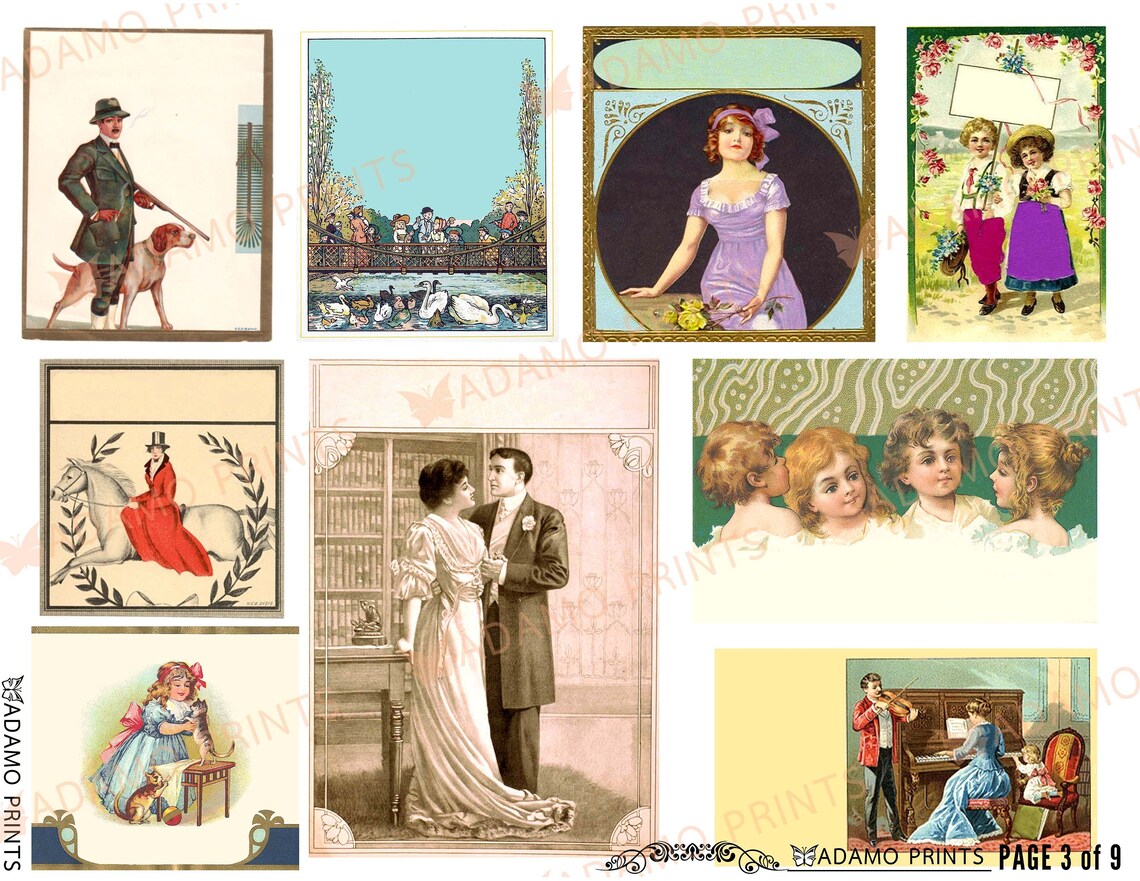 Victorian Label People Label Blank Labels Art Deco Collage - Etsy