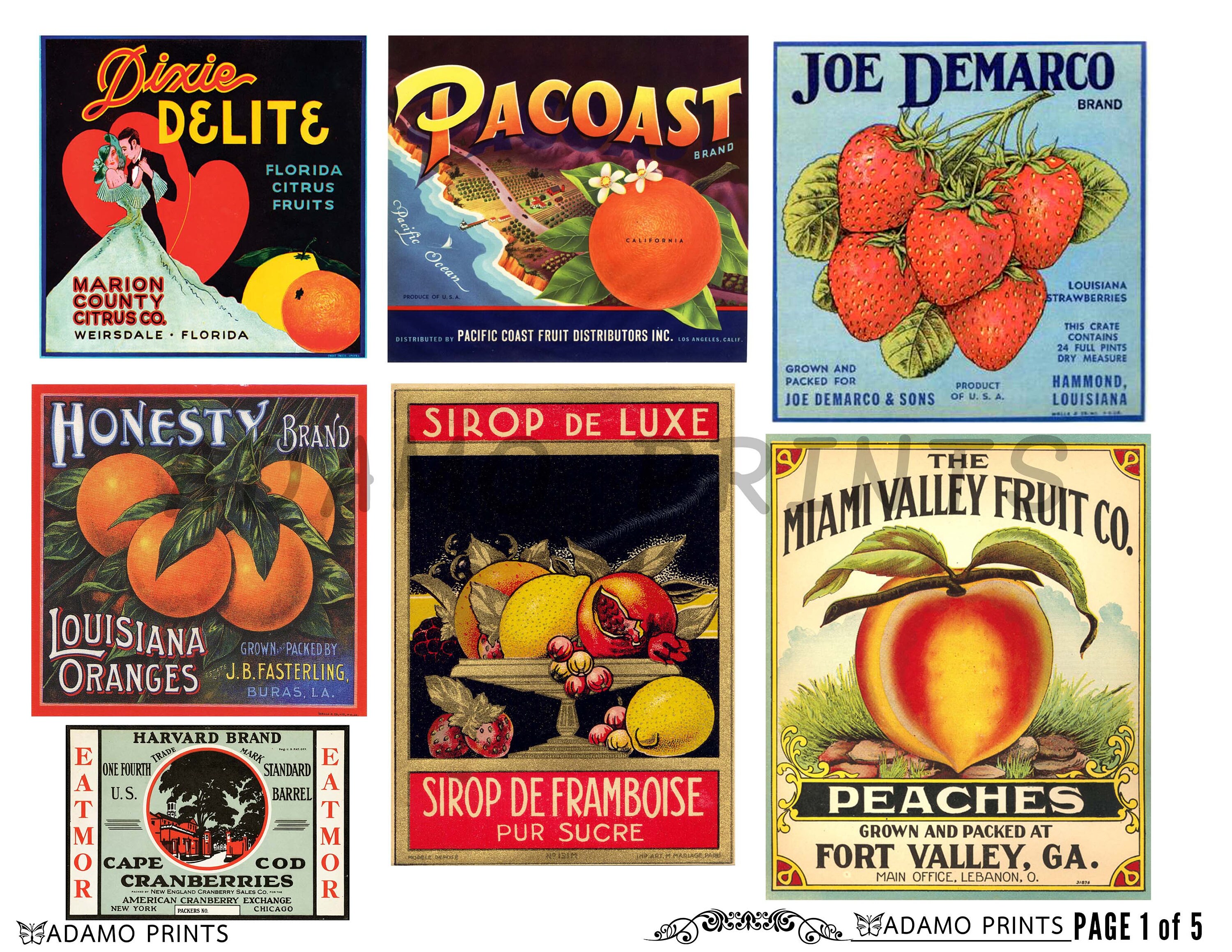 Vintage Crate Label Digital Labels Collage Sheet - Etsy