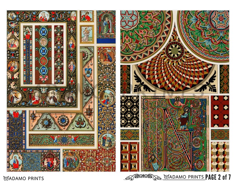 Antique Middle Age Pattern Digital Paper, Ephemera (JPG & PDF) - Etsy