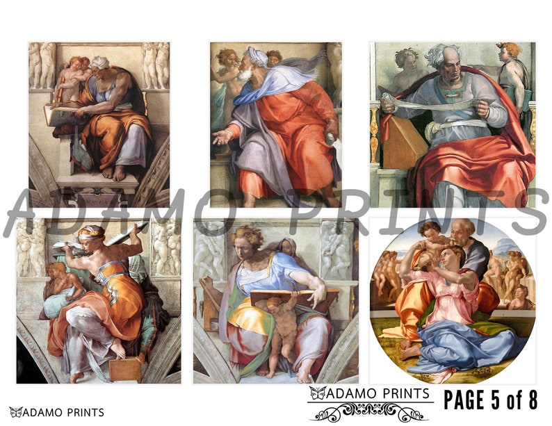 Michelangelo Digital Images Ephemera Art Printable Images - Etsy