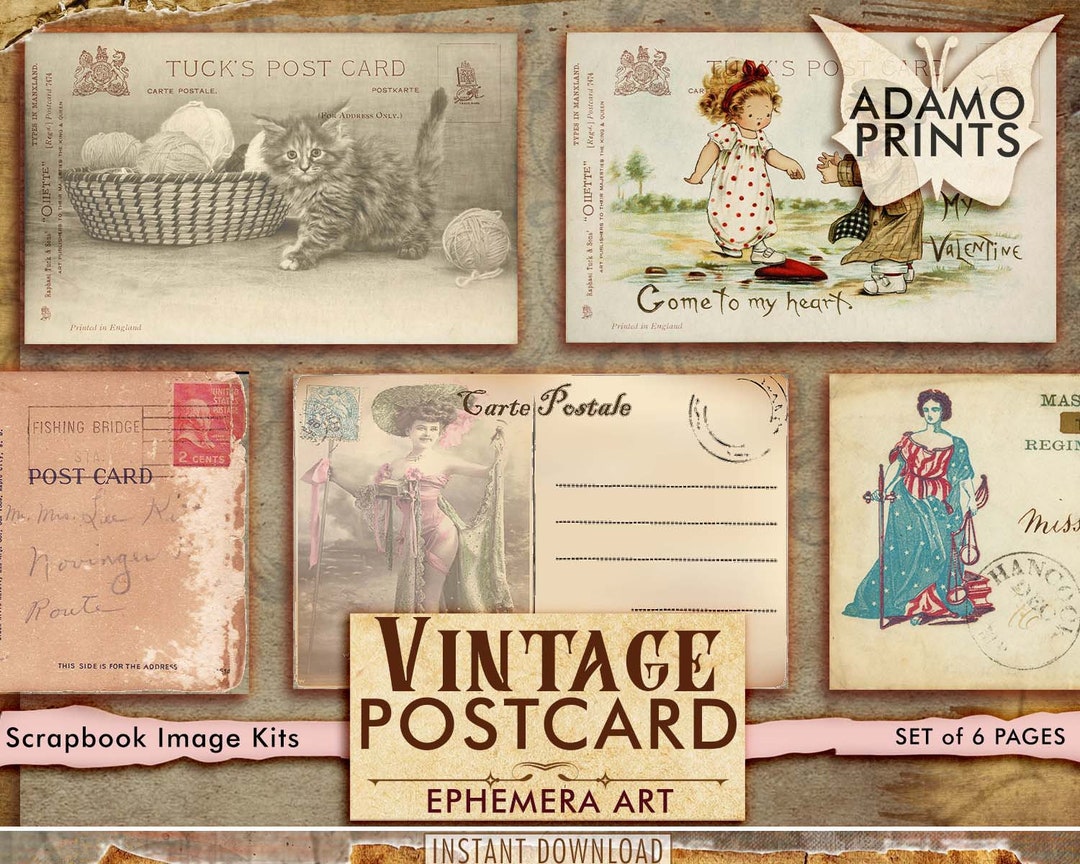 Vintage Postcards, Old Postage Digital, Printable Postcards, ATC ...