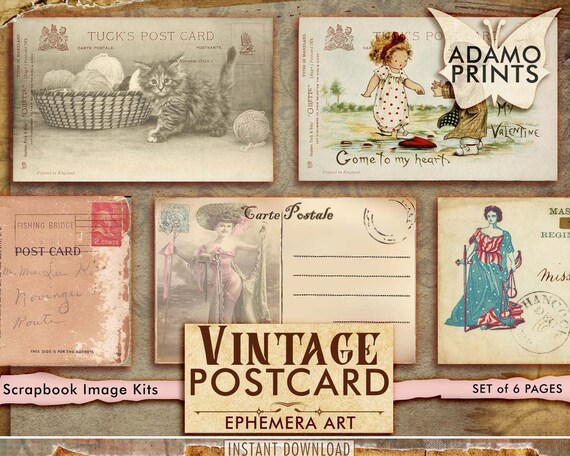 Vintage Postcards Old Postage Digital Printable Postcards - Etsy