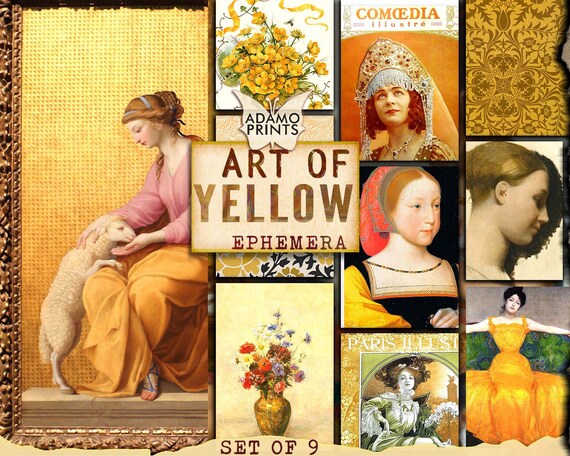 Art of Yellow Victorian Ephemera Classic Digital Image | Etsy
