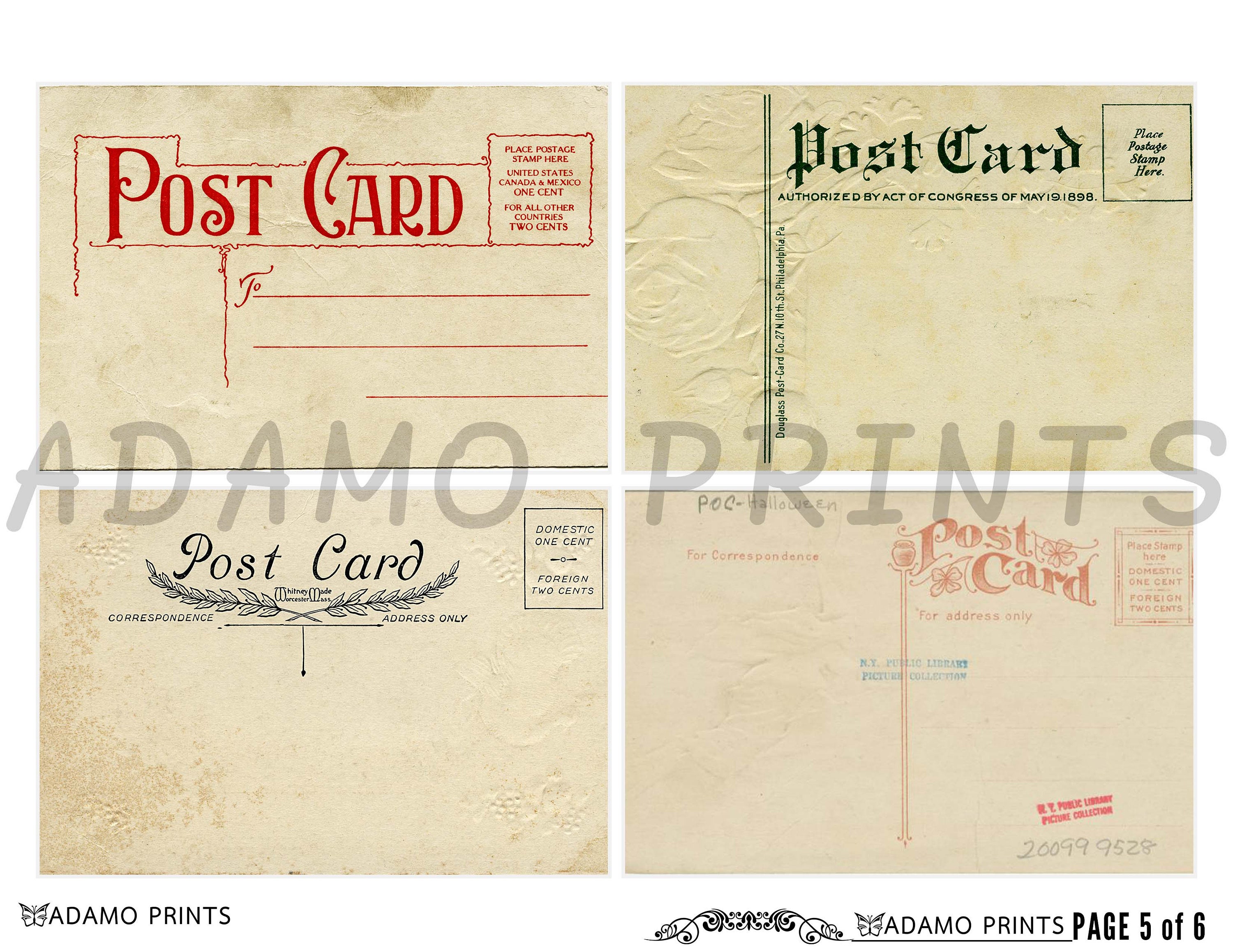 Old Time Postcard Old Postage Digital Printable Postcards - Etsy