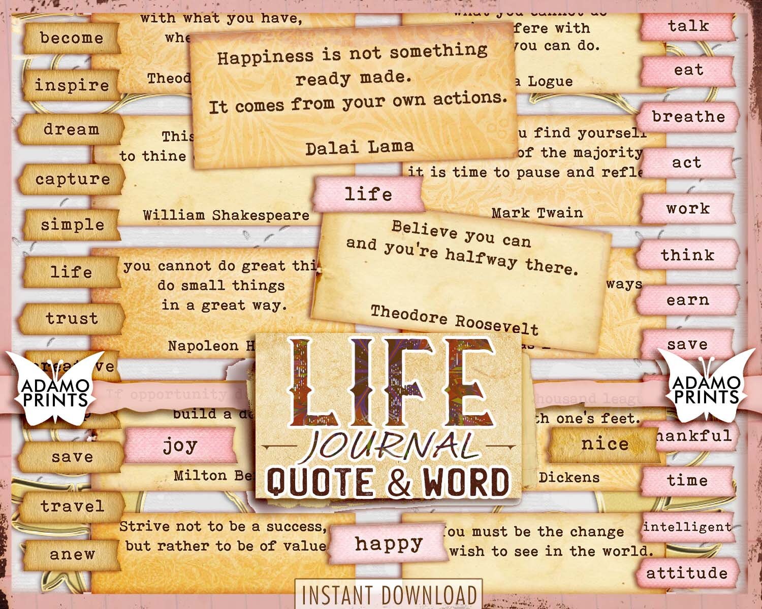 Life Journal Quote & Word Motivation Words Junk Journaling - Etsy