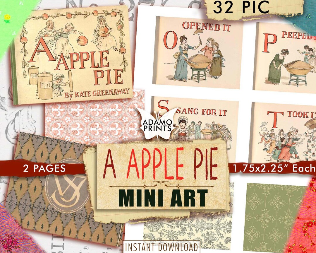 Mini Art - A Apple Pie, Miniature Images, Kate Greenaway, Children Book ...