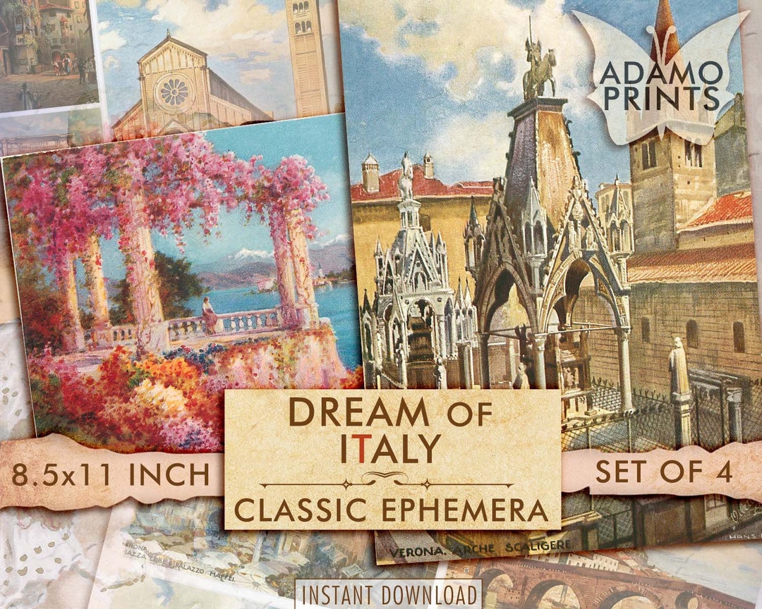 Dream of Italy, Travel, Digital Images, Collage Sheets, Postcard, ATC ...