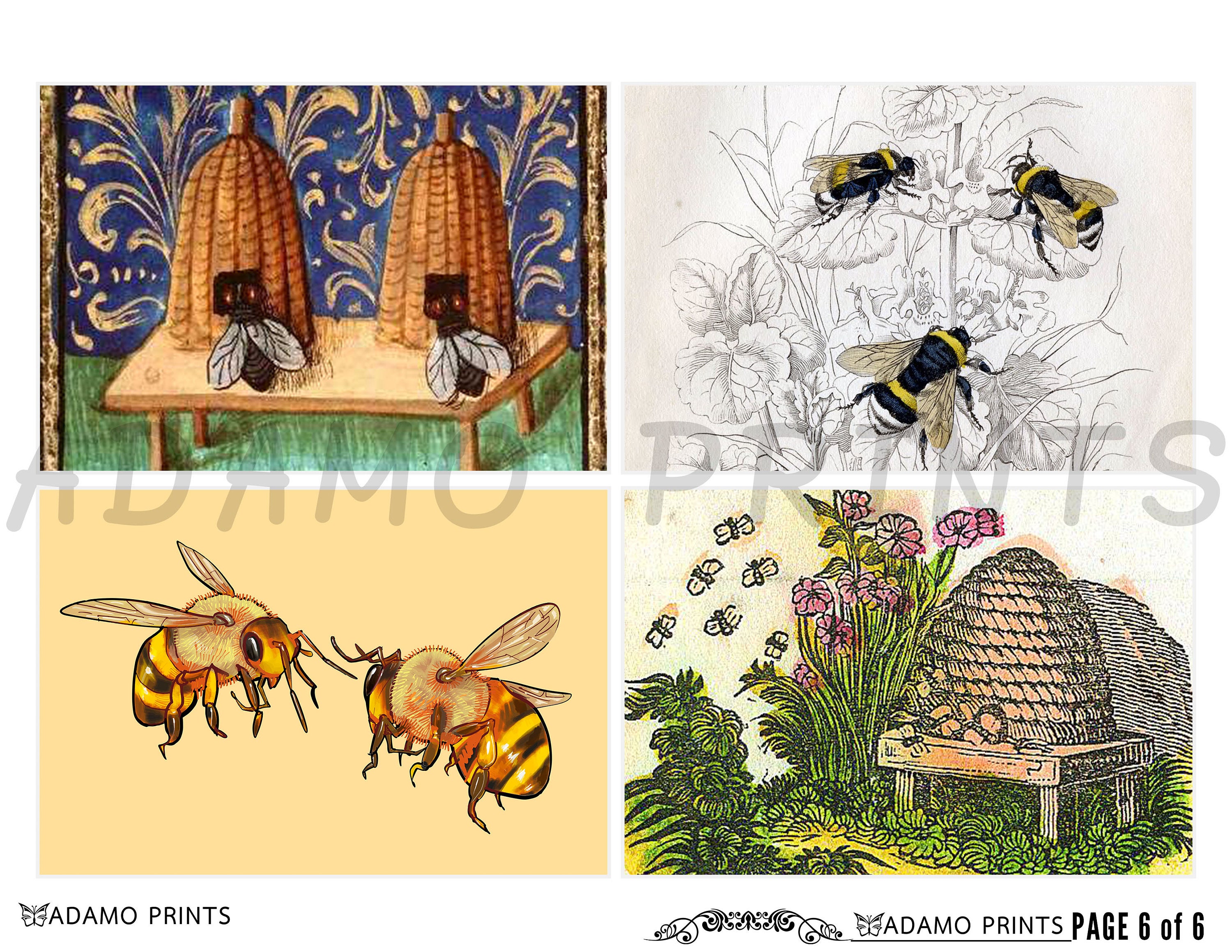 Busy Bee Ephemera Classics Bee Digital Printable Images - Etsy