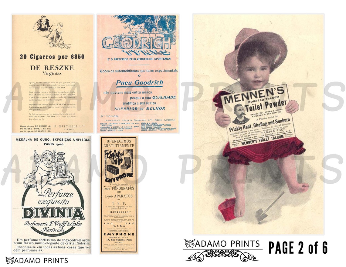 Aged Typography Ads Vintage Images Digital Collage Old Ads - Etsy