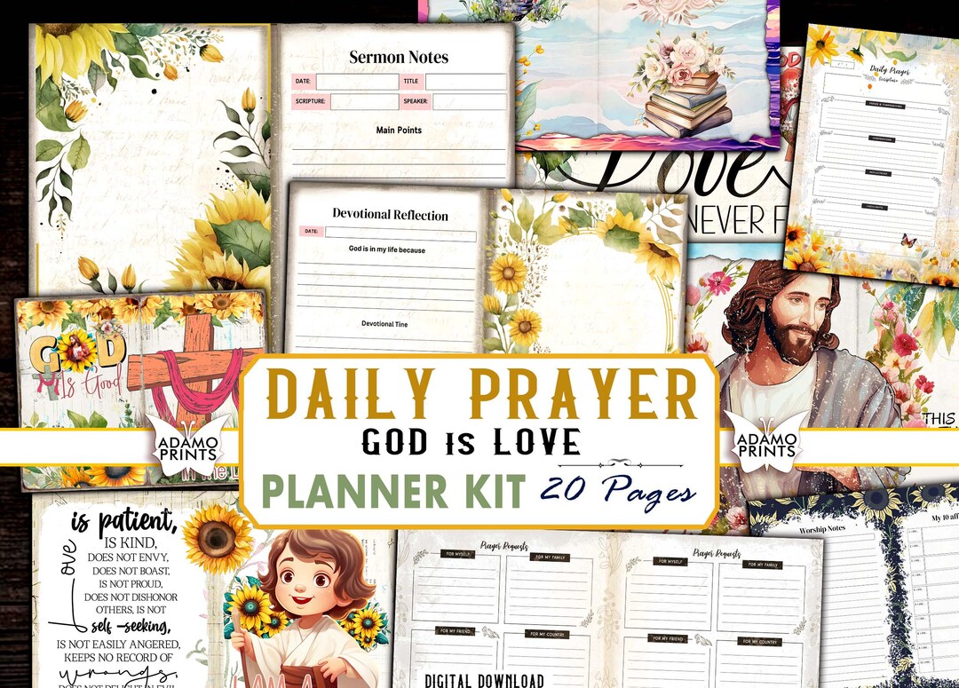 Daily Prayer God is Love Planner Kit, Faith GOD Junk Journal Jesus ...