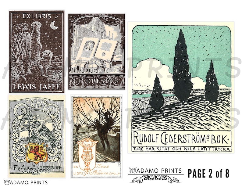 Ex Libris Digital Bookplate Printable Bookplates Ephemera - Etsy