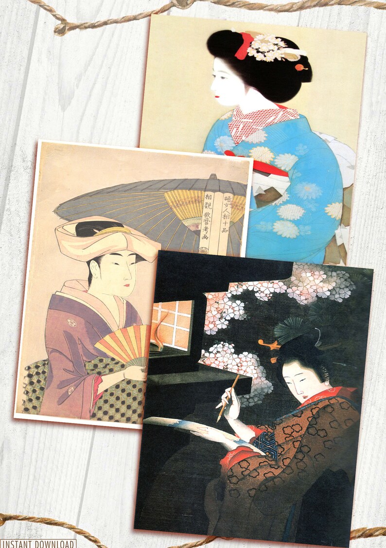 Vintage Japanese Women Poster Digital Images Women Art - Etsy