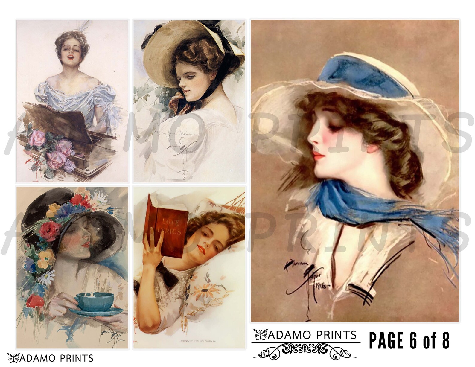 Harrison Fisher Ladies Journal Cards Set2 Digital Images ATC - Etsy