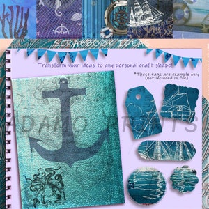 Nautical Blue Digital Paper, Ocean, Sea, Shell, Mermaid, Sea Digital ...