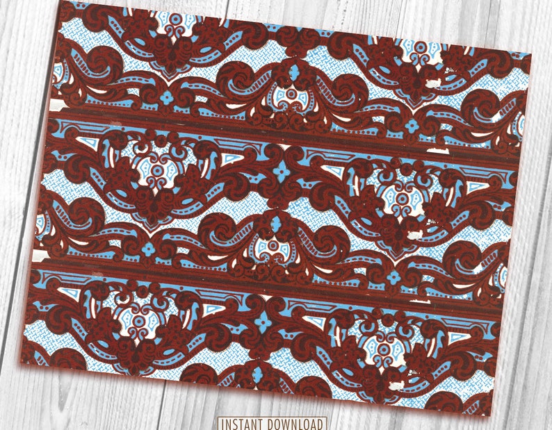 Vintage French Border Paper Floral Pattern Junk Journaling - Etsy