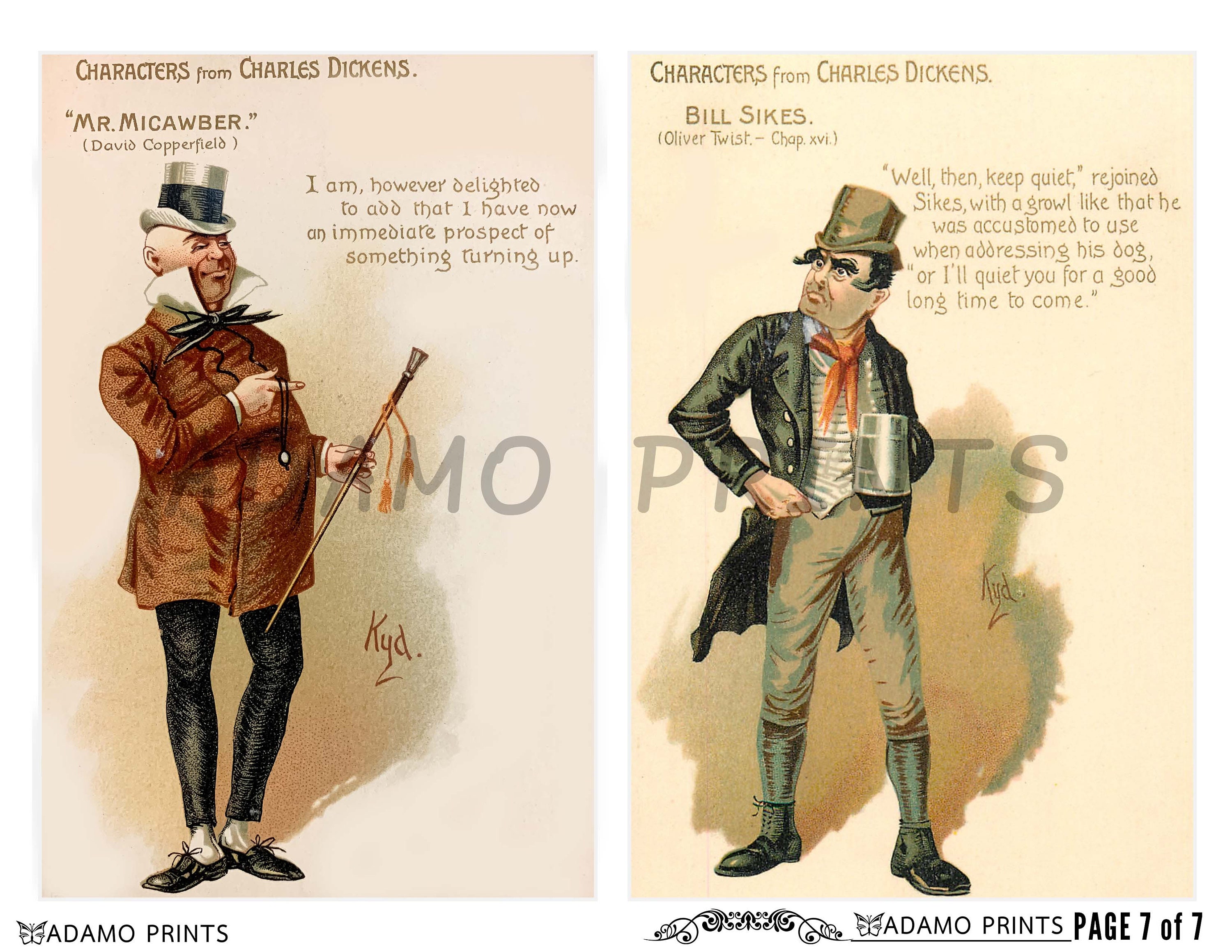 Charles Dickens Characters by Kyd Set1 Ephemera Classics - Etsy