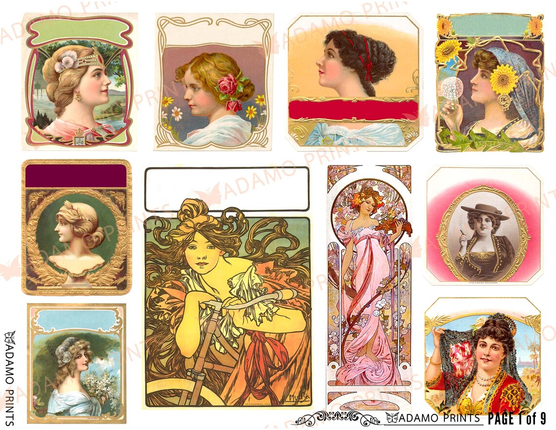 Victorian Label People Label Blank Labels Art Deco Collage - Etsy