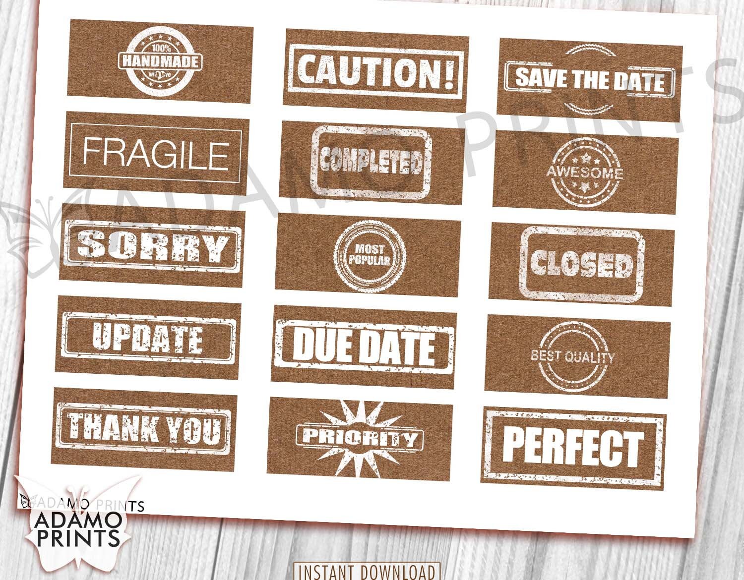 Stamped Messages Kit Vintage Labels Digital Labels Collage | Etsy