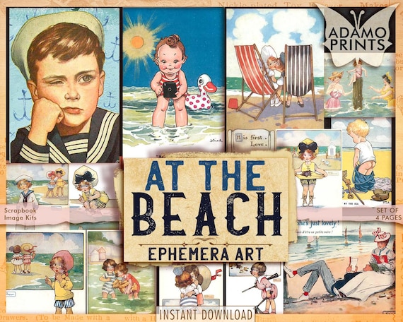At the Beach Ephemera Classics Digital Sea Ocean - Etsy