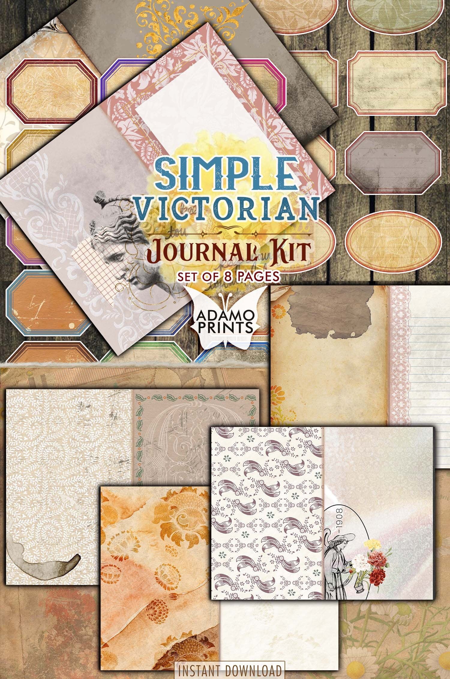 Simple Victorian Journal Kit Journal Page Lined Paper | Etsy