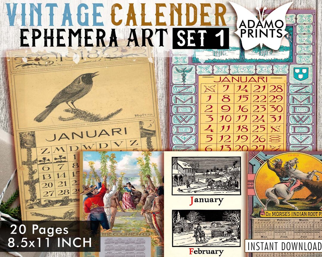 Vintage Calendar Set1, Vintage Art, Posters, Ephemera Classic, Alter ...