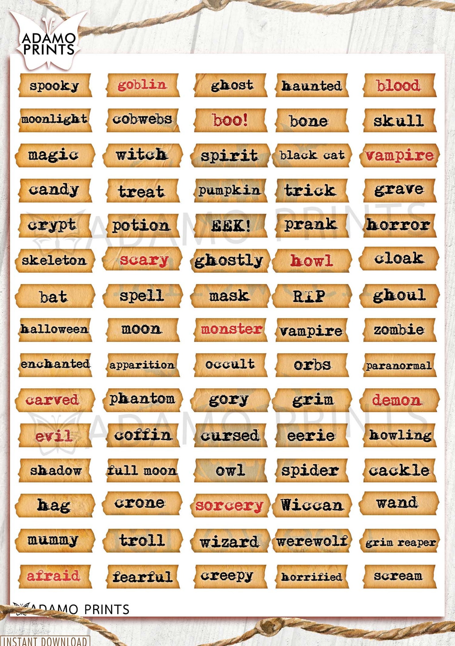 Halloween Phrases & Words, Junk Journaling Words, Journal Quotes, Junk ...