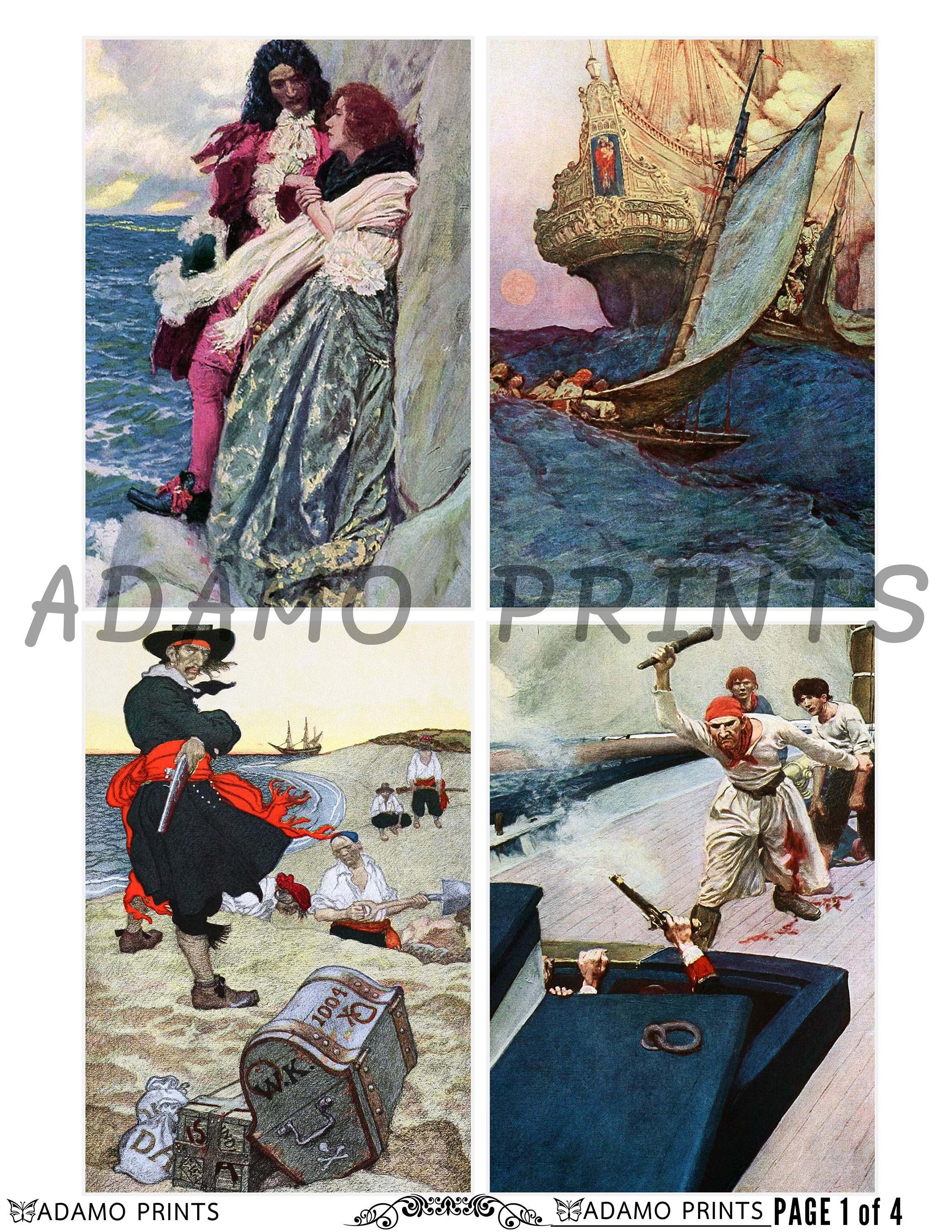 Pirate Adventure Digital Ephemera Classics Digital Collage - Etsy