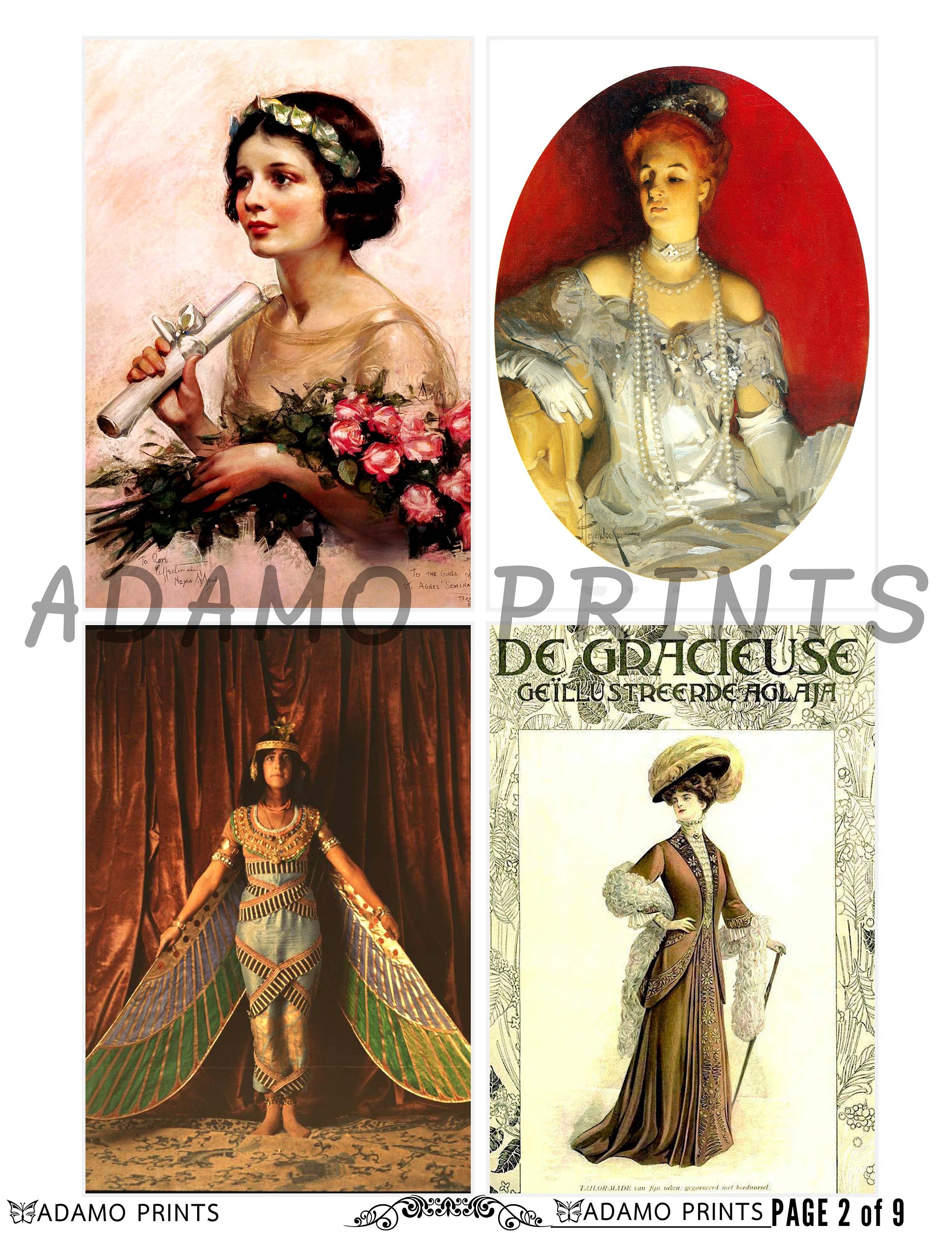 Beautiful Women Cover Set2 Vintage Images Women Digital | Etsy