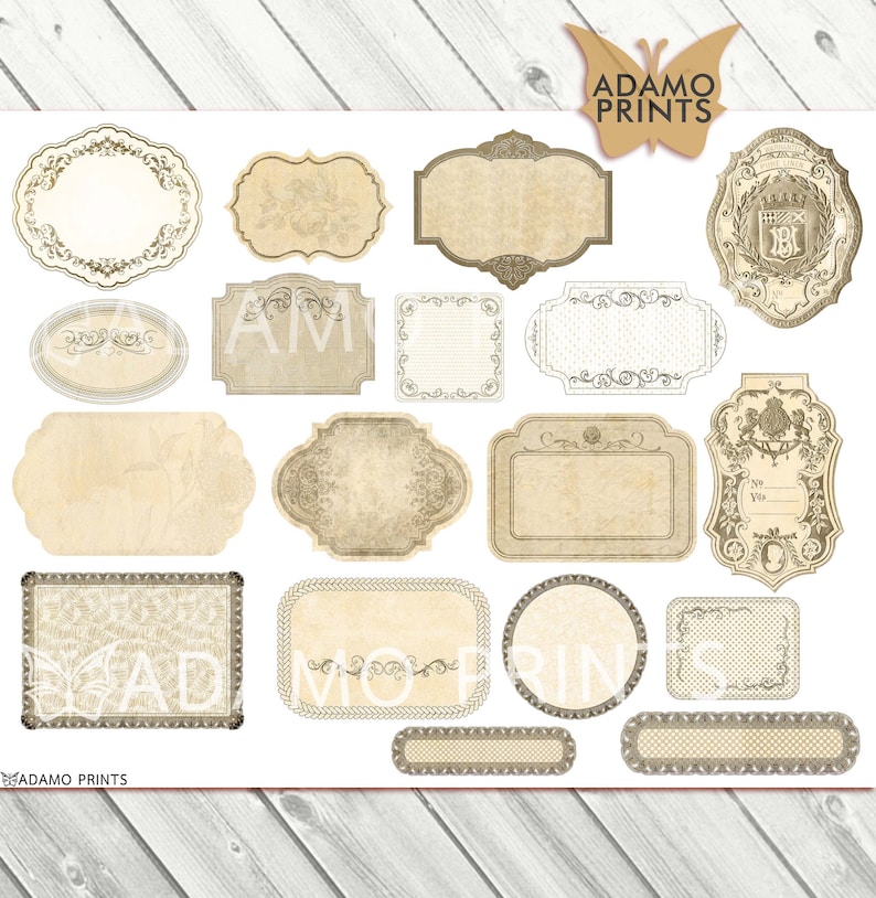 Labels Victorian Style Blank Labels Digital Labels Collage - Etsy