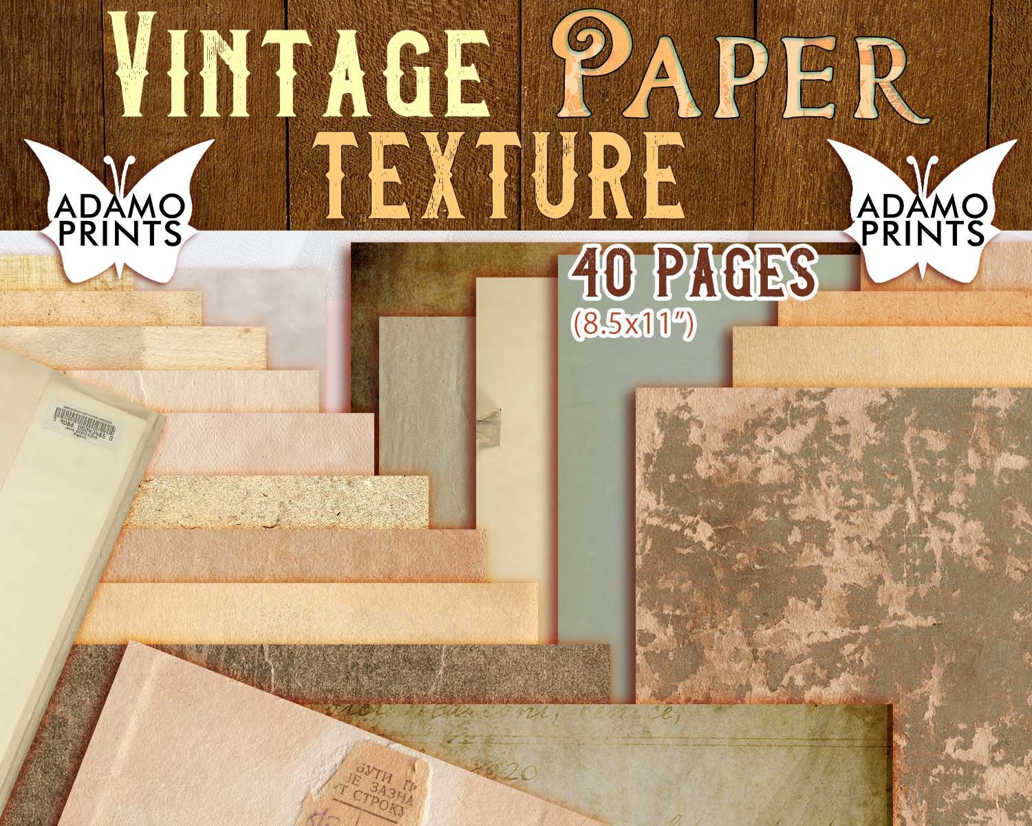 40 Vintage Paper Textures, Old Paper Digital, Paper Pack, Junk Journal ...