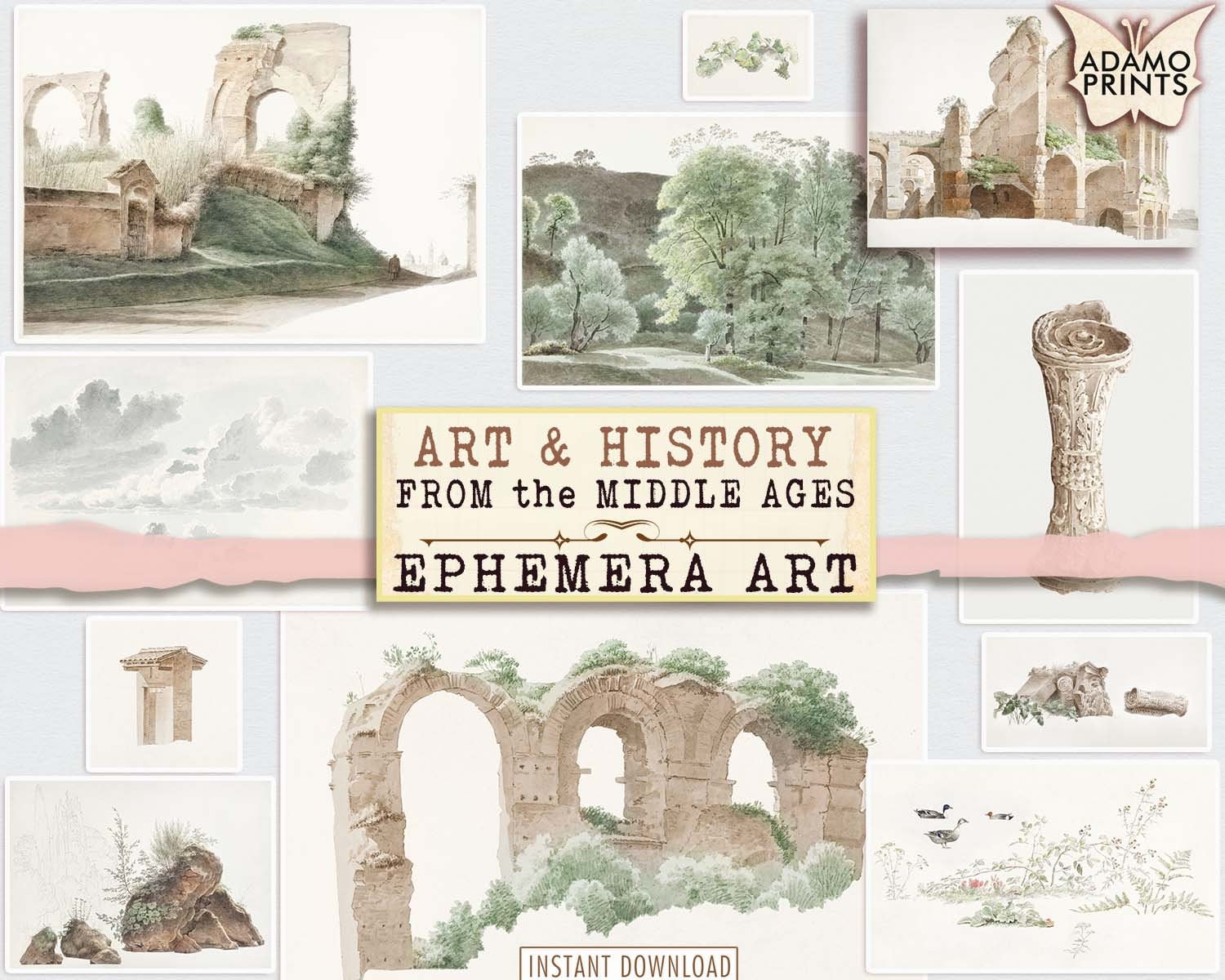 Art and History From the Middle Ages Digital Images Collage - Etsy