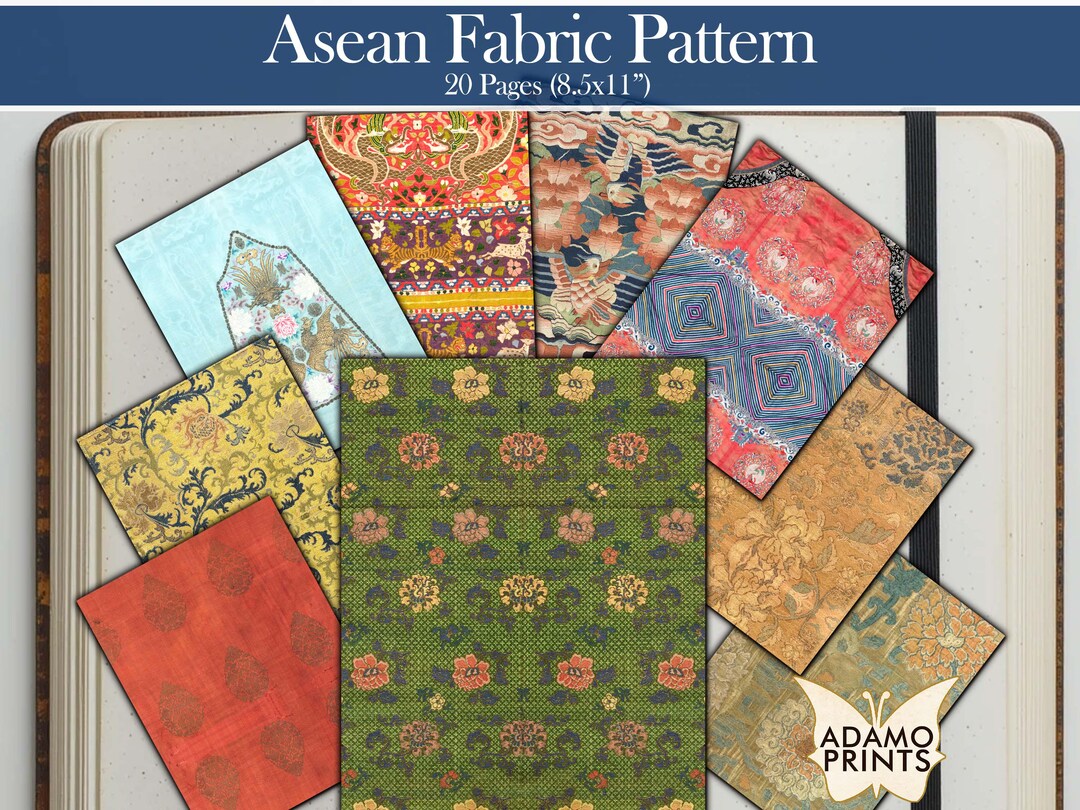 Vintage Asean Fabric Pattern, Flower Digital Textile Paper, Chinese ...