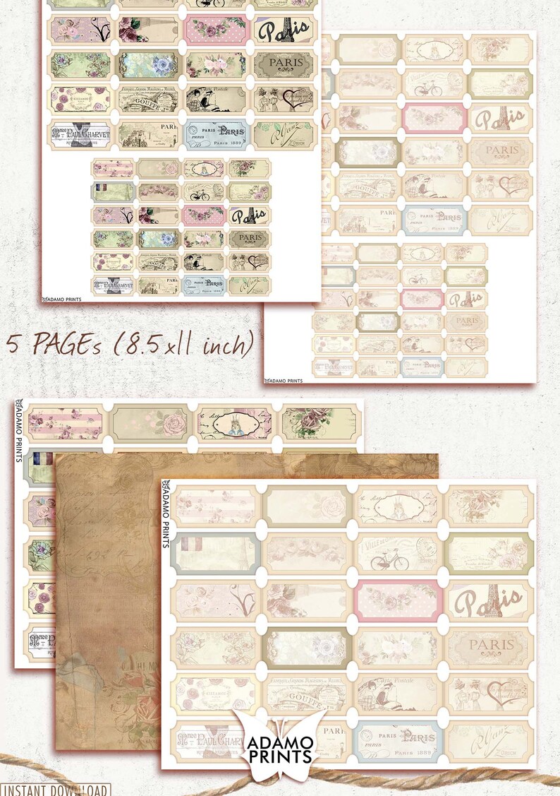 French Ticket Collage Ticket Digital Embellishments Junk - Etsy