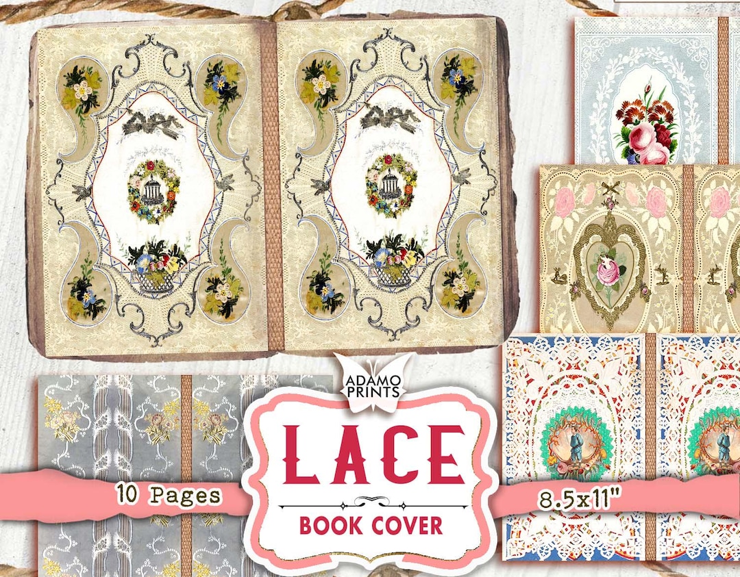 Vintage Lace Book Cover: Ephemera Pack for Junk Journal (digital Image ...