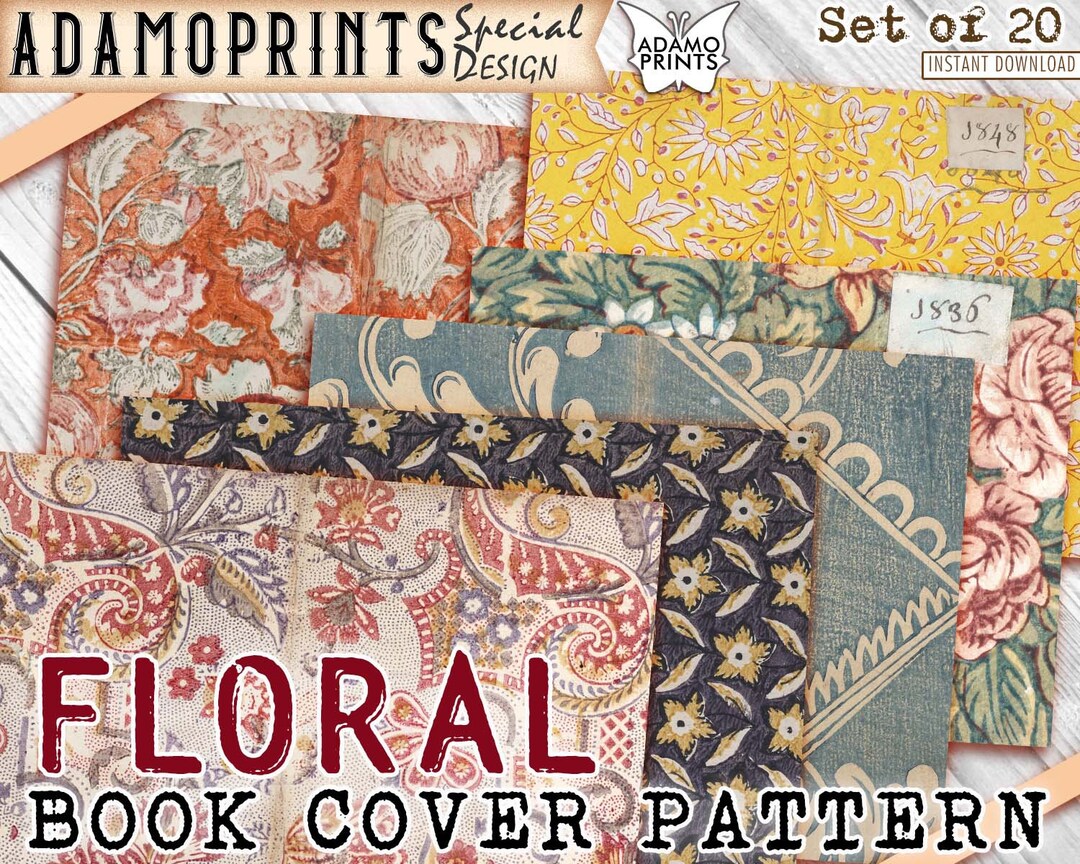 Floral Book Cover Pattern, Grunge Digital Paper, Junk Journaling Kit ...