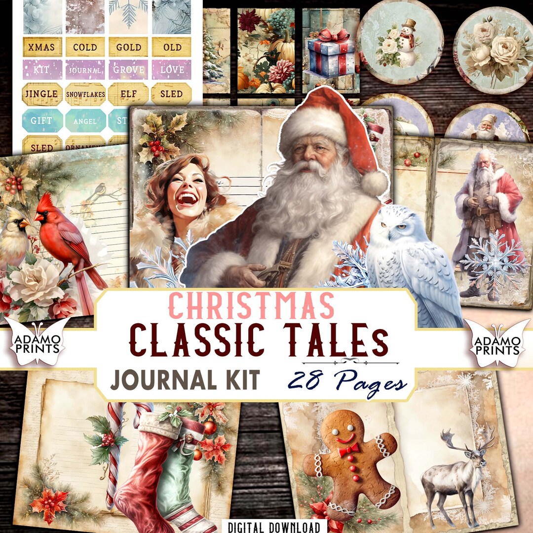 Christmas Classic Tales Journal Kit, Journal Pages, Vintage, Santa ...