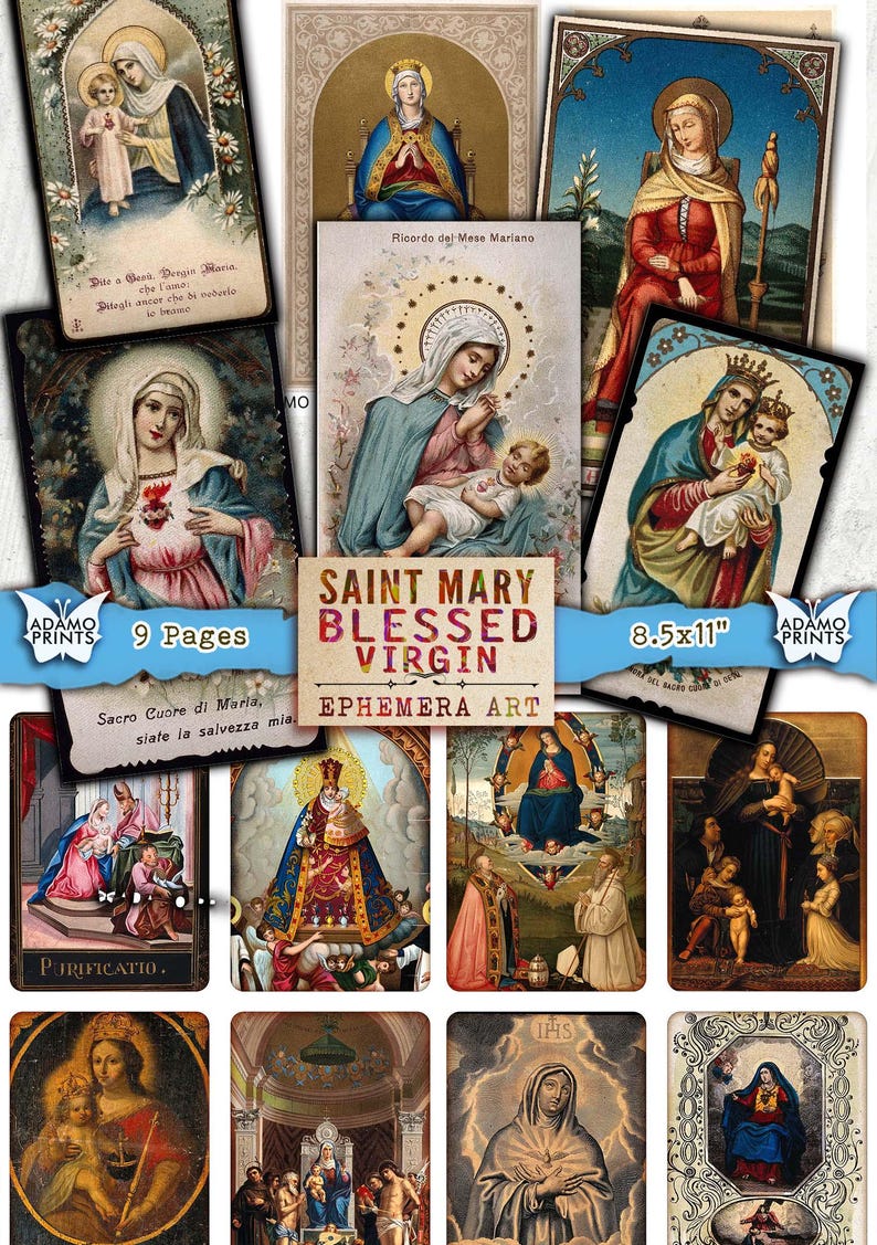 Vintage Saint Mary Holy Cards: Ephemera Collage Sheet (digital Download ...